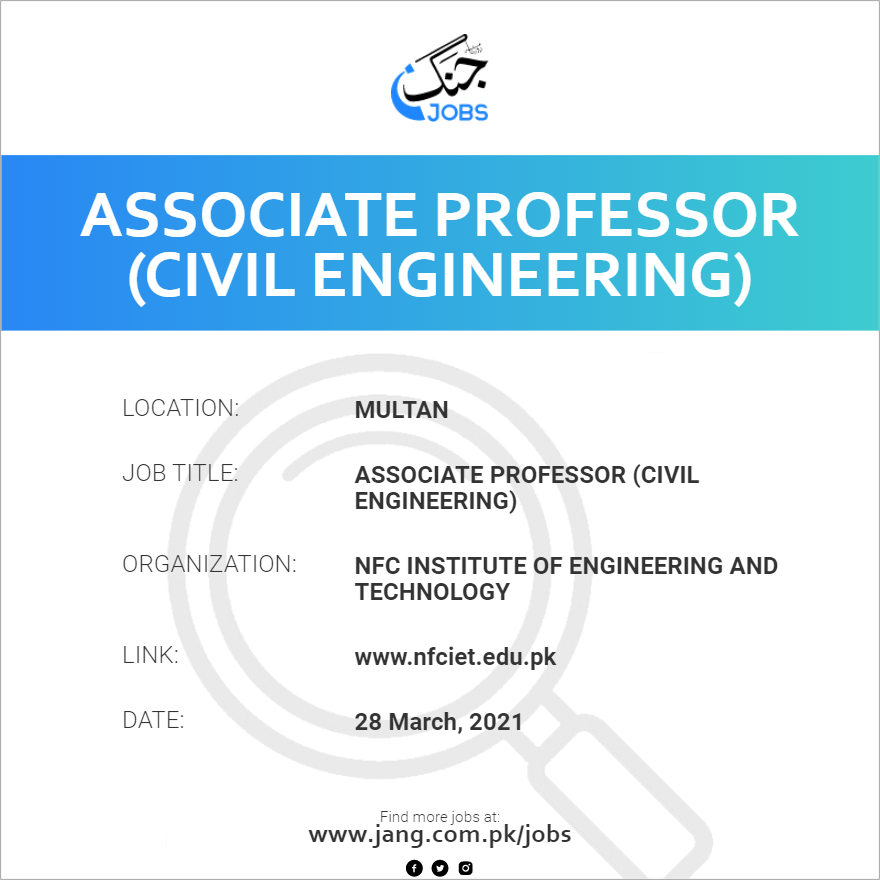 Associate Professor (civil Engineering) Job – Nfc Institute Of ...