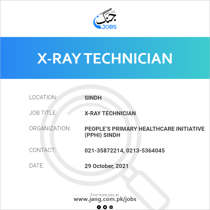 X-ray Technician Job – People’s Primary Healthcare Initiative (pphi ...