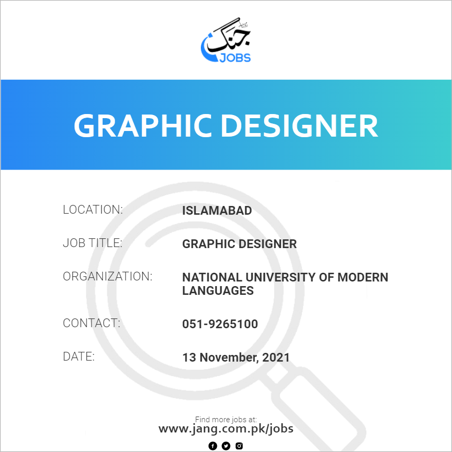 Graphic Designer Job – National University Of Modern Languages - Jobs ...