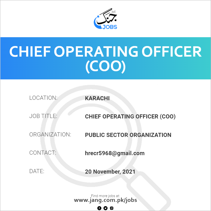 Chief Operating Officer (coo) Job – Public Sector Organization - Jobs ... Chief Operating Officer (coo) Job – Public Sector Organization - Jobs ...