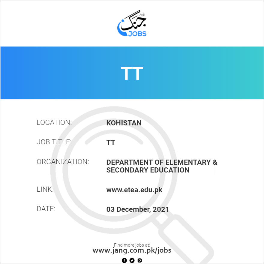 Tt Job – Department Of Elementary & Secondary Education - Jobs in ...