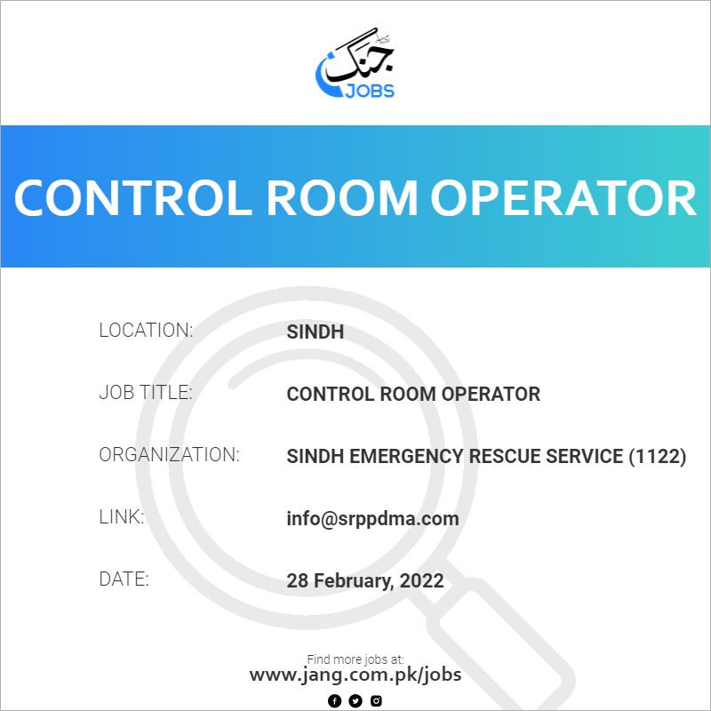 Control Room Operator Job Sindh Emergency Rescue Service 1122 