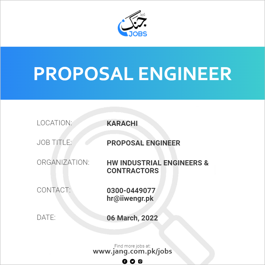Proposal Engineer Job – Hw Industrial Engineers & Contractors - Jobs in ... Proposal Engineer Job – Hw Industrial Engineers & Contractors - Jobs in ...