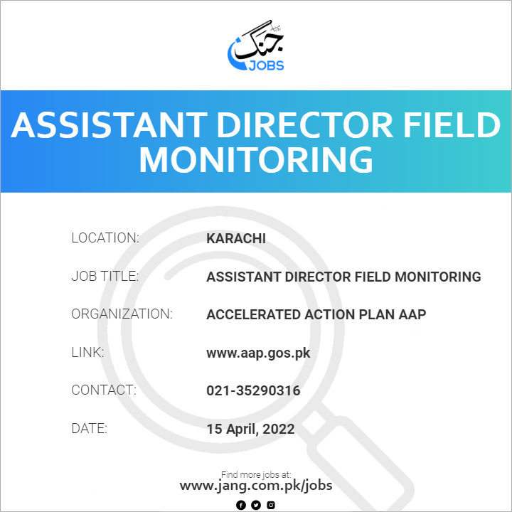 Assistant Director Field Monitoring Job – Accelerated Action Plan Aap - Jobs in Karachi – 40978