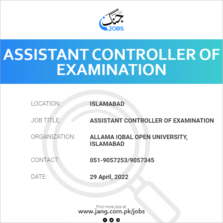 Assistant Controller Of Examination Job – Allama Iqbal Open University ...