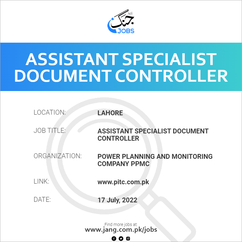 Assistant Specialist Document Controller Job – Power Planning And ...