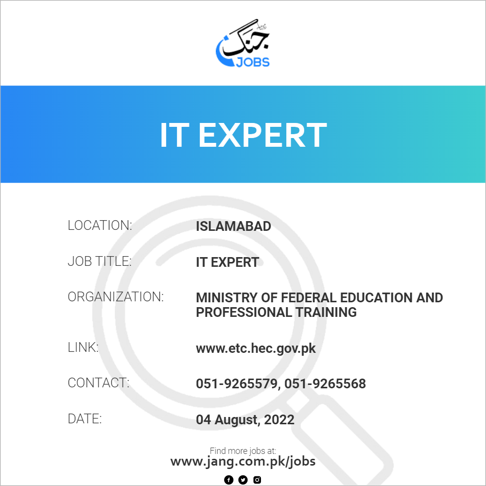 It Expert Job – Ministry Of Federal Education And Professional Training ...