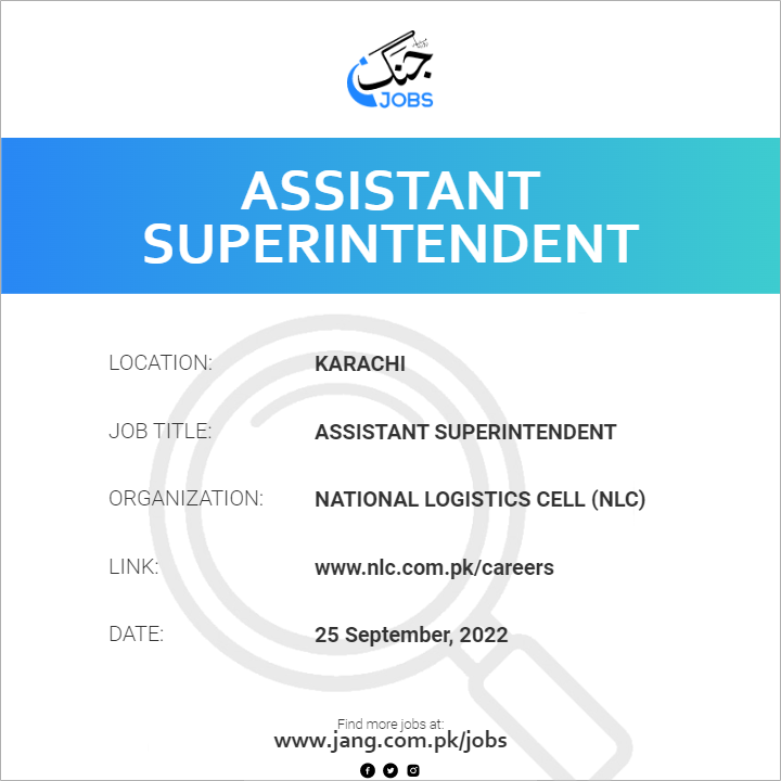 Assistant Superintendent Job – National Logistics Cell (nlc) - Jobs in ...