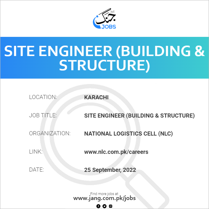 Site Engineer (building & Structure) Job – National Logistics Cell (nlc ...