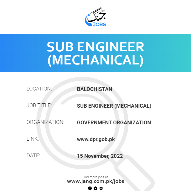 Sub Engineer (mechanical) Job – Government Organization - Jobs in ...