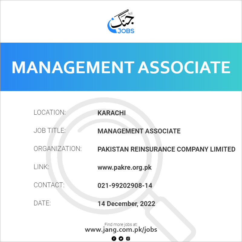 Management Associate Job Pakistan Reinsurance Company Limited Jobs Management Associate Job Pakistan Reinsurance Company Limited Jobs