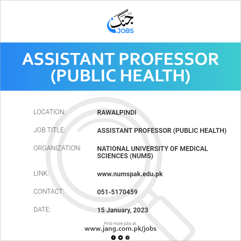 Assistant Professor (public Health) Job – National University Of ...