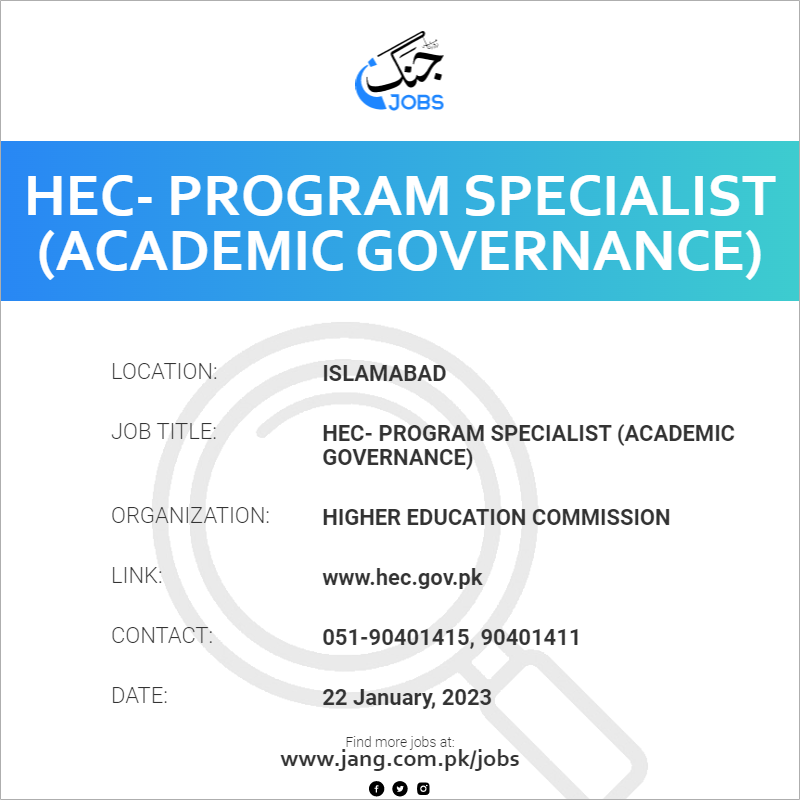 Hec- Program Specialist (academic Governance) Job – Higher Education ...