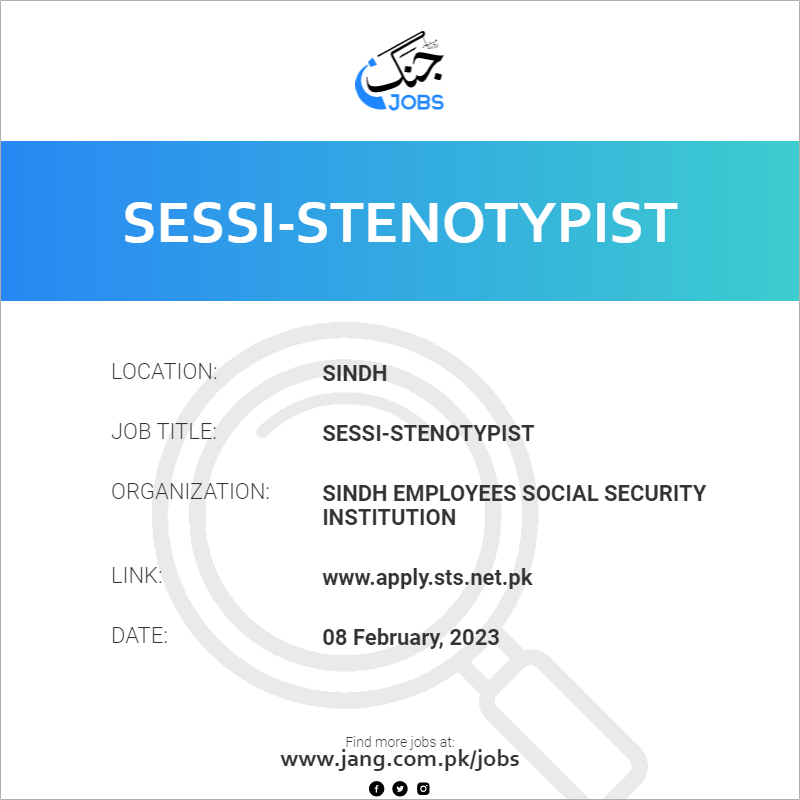 Sessi-stenotypist Job – Sindh Employees Social Security Institution ...
