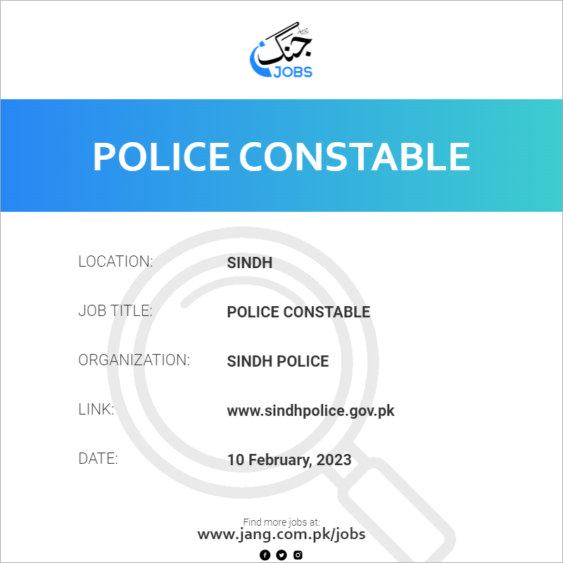 Police Constable Job – Sindh Police - Jobs in Sindh – 59875