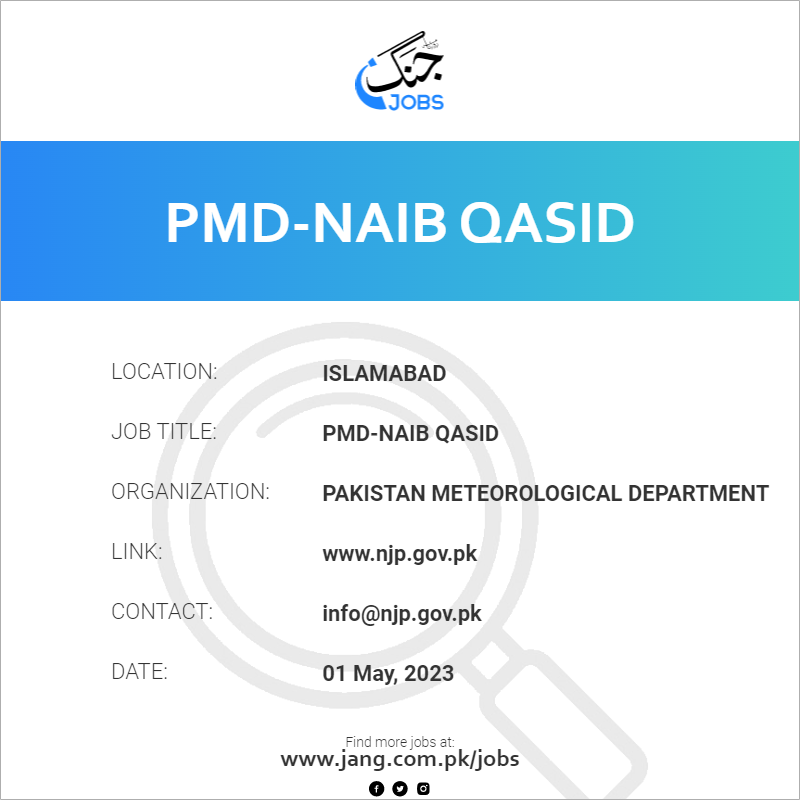 Pmd-naib Qasid Job – Pakistan Meteorological Department - Jobs in Islamabad – 63343