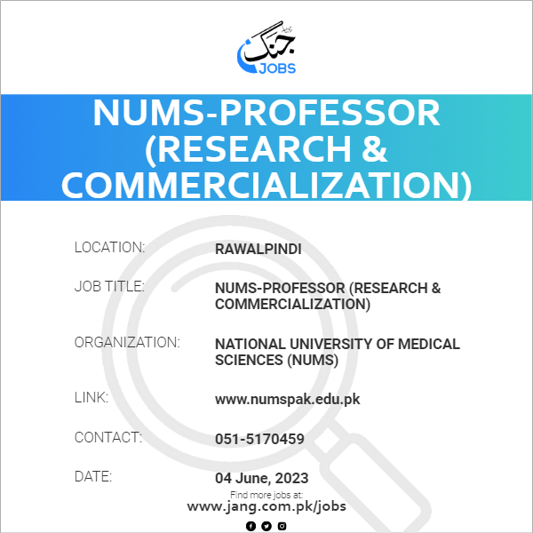 Nums-professor (research & Commercialization) Job – National University ...
