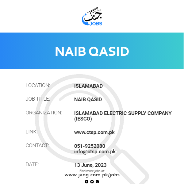 Naib Qasid Job – Islamabad Electric Supply Company (iesco) - Jobs in ...