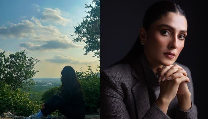 Ayeza Khan 'enjoys' sunset at Daman-e-Koh
