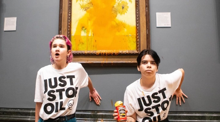 Just Stop Oil Activists splash soup on Van Gogh paintings in London protest