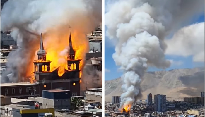 Massive fire destroys historic church in coastal Chile