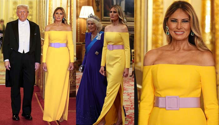 Melania Trump's bright yellow gown at UK State Banquet sparks debate ...